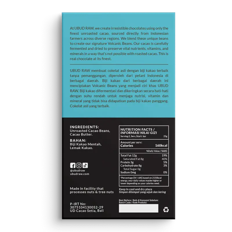 Bean to Bar Chocolate Absolut 100% - Ubud Raw Chocolate & Cacao
